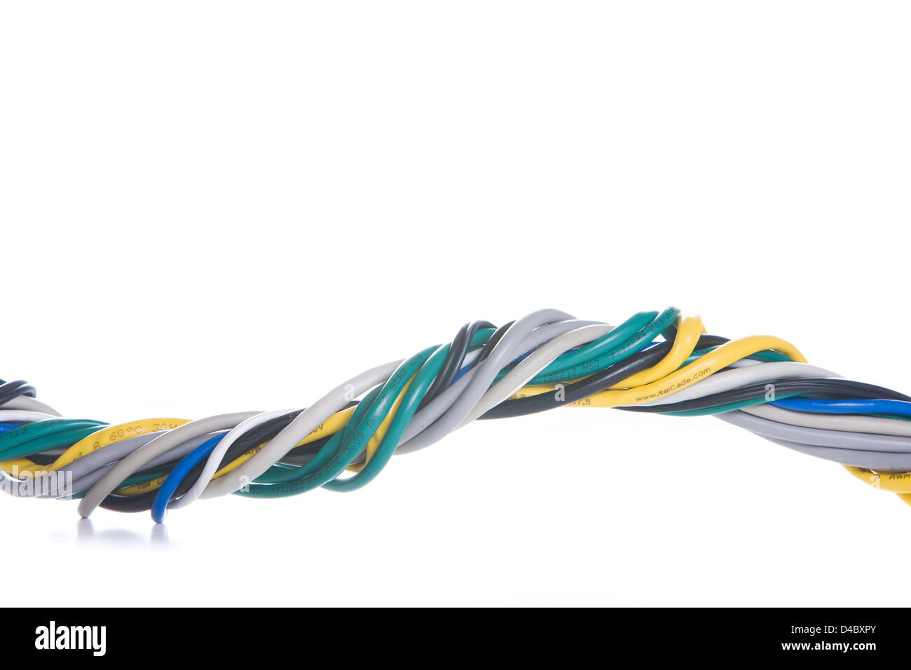 Wires connected to a modern laptop isolated on white Stock Photo - Alamy