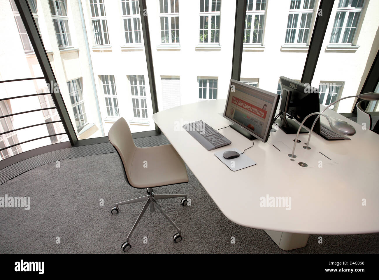 Leipzig, Germany, working in the new reading room of the German ...