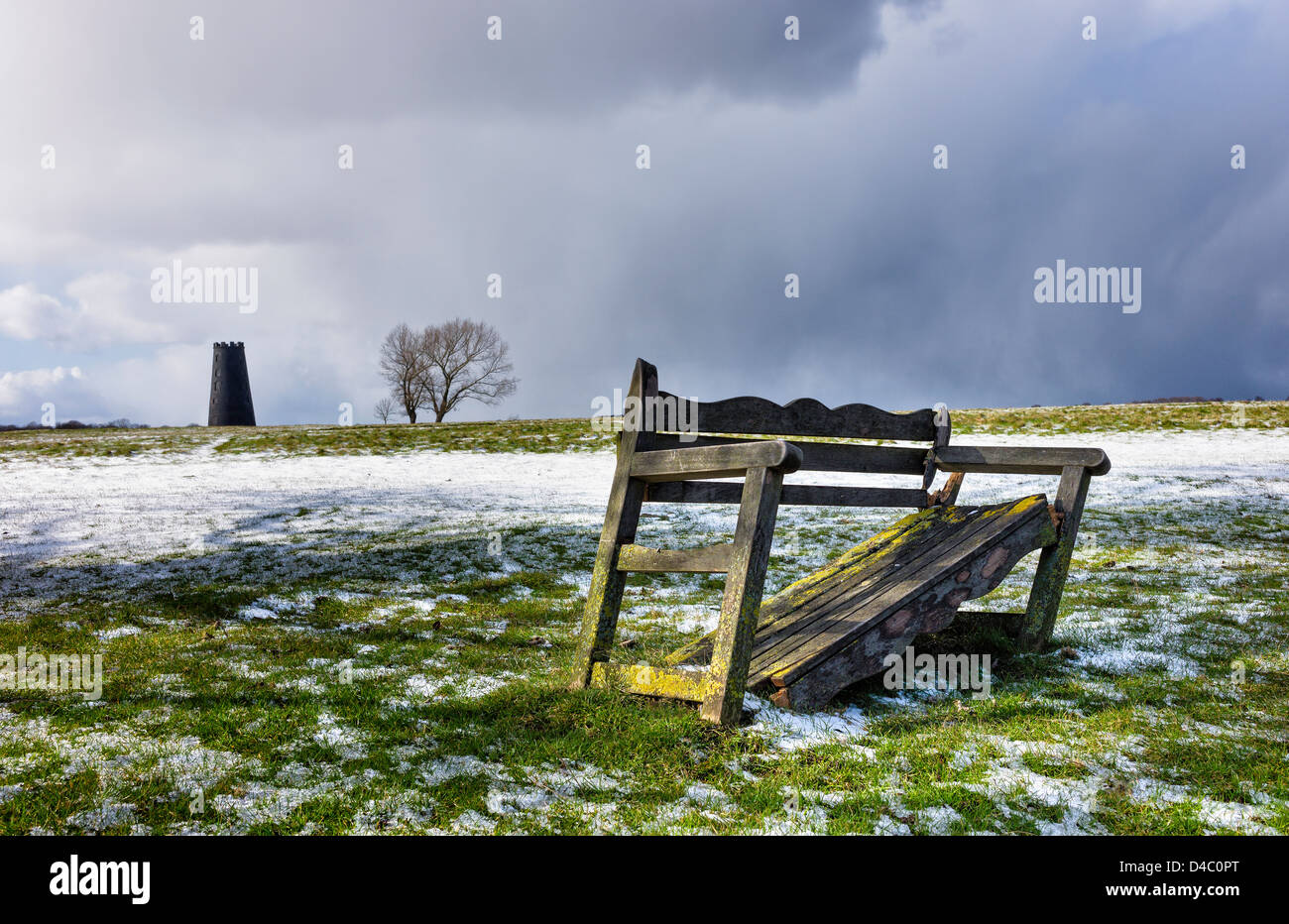 Beverley Westwood in winter showing the Black Mill Monument, formally a ...