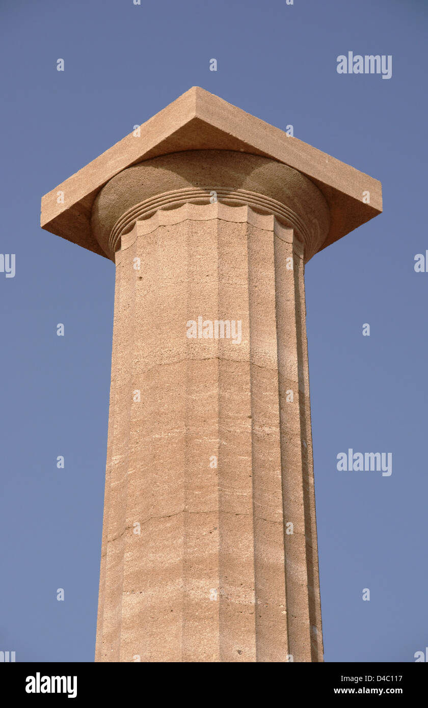 acropolis ancient column in Lindos, island Rhodes, Greece Stock Photo ...