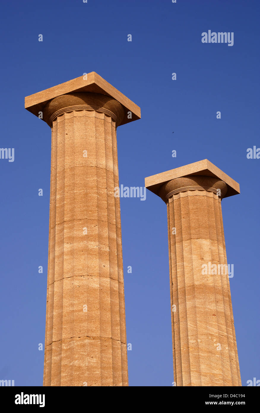 acropolis ancient column in Lindos, island Rhodes, Greece Stock Photo ...
