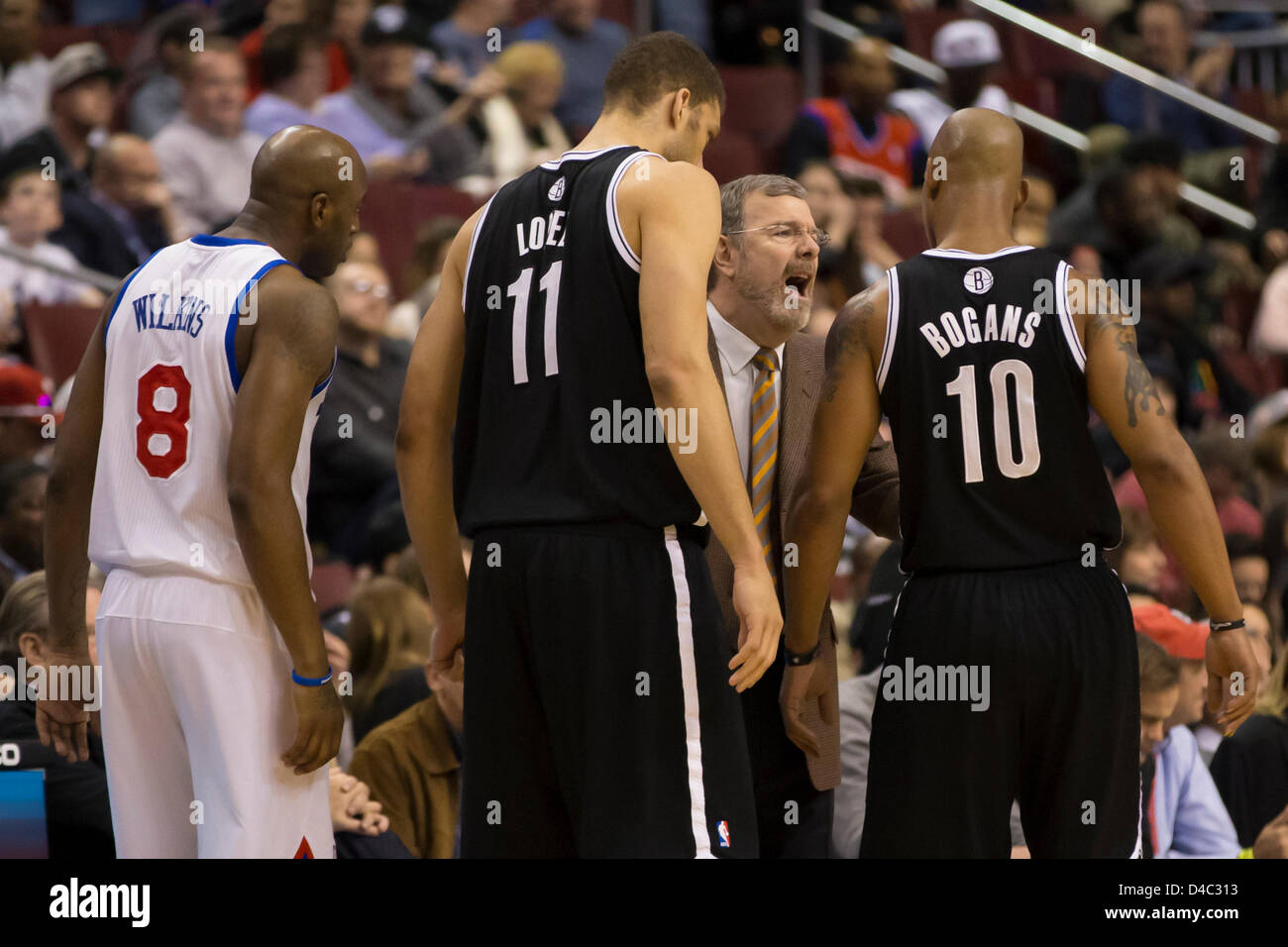 Philadelphia, USA. 11th March 2013. Brooklyn Nets head coach P.J ...