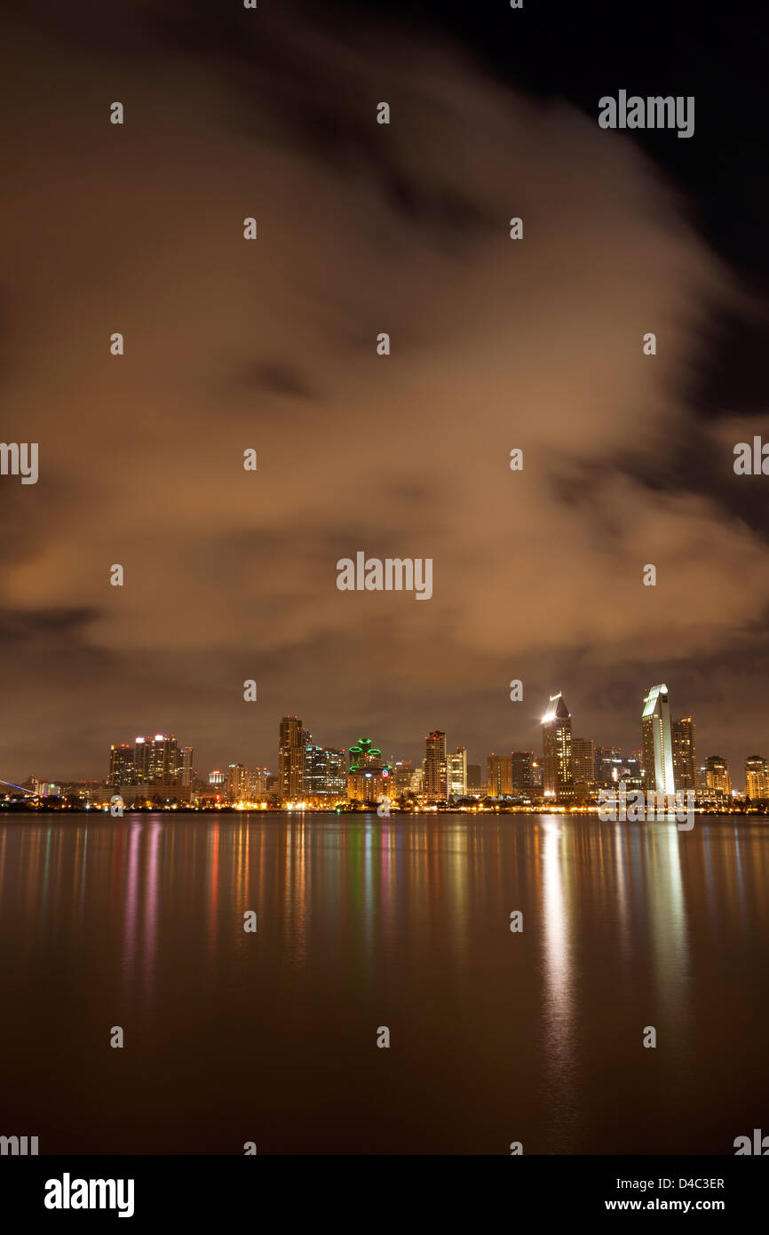 San Diego Skyline at night from Coronado Island Stock Photo - Alamy