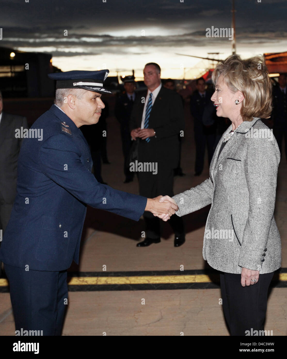 Secretary Clinton Greets Brazilian Air Base Colonel Stock Photo - Alamy