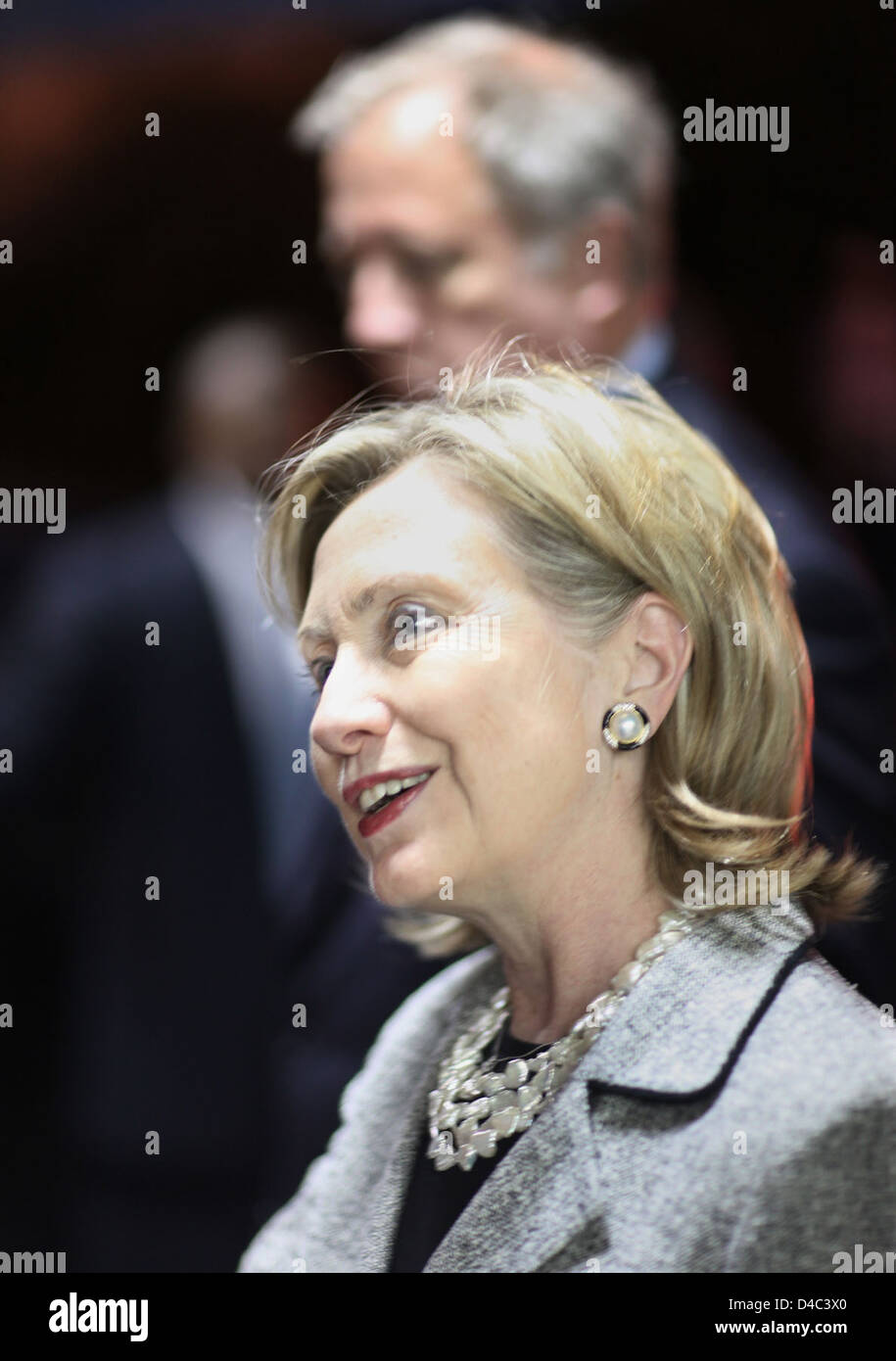 Secretary Clinton Speaks With Ambassador Shannon Stock Photo - Alamy