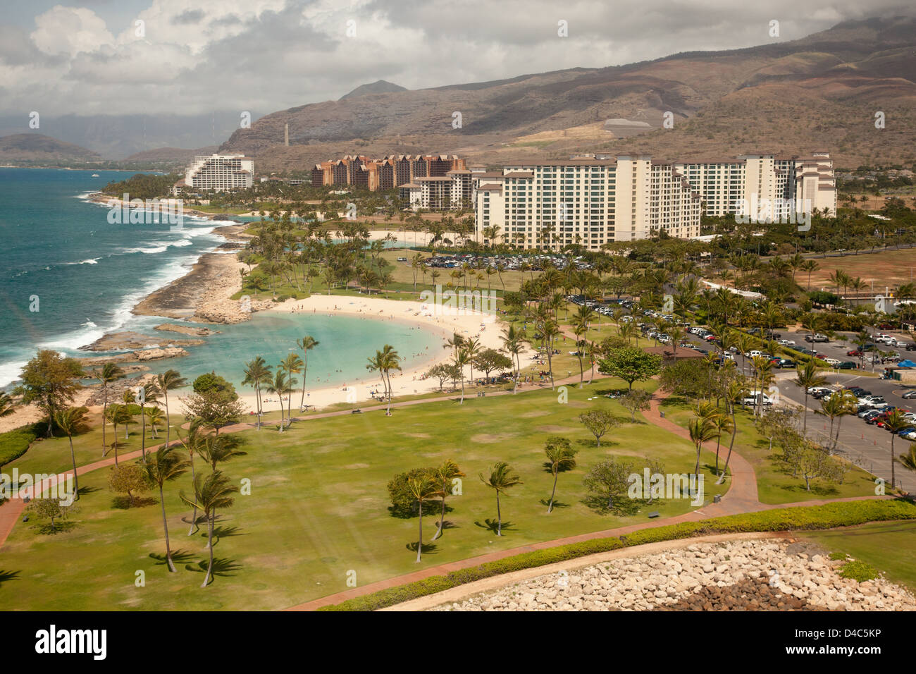 Aerial view of Disney Aulani Hotel and Resort located in Honolulu ...