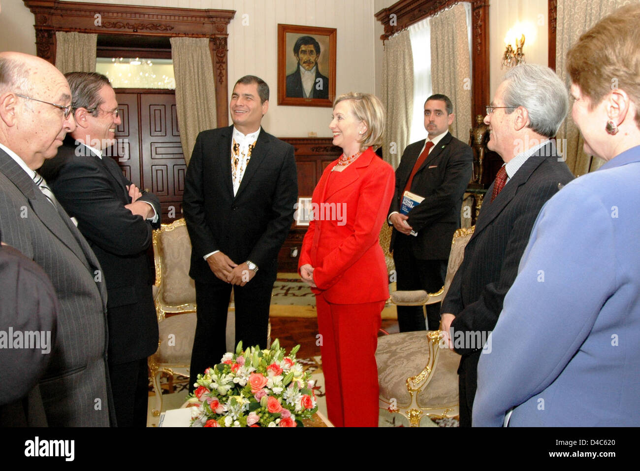 Secretary Clinton Is Greeted By Ecuadorian President Rafael Correa ...