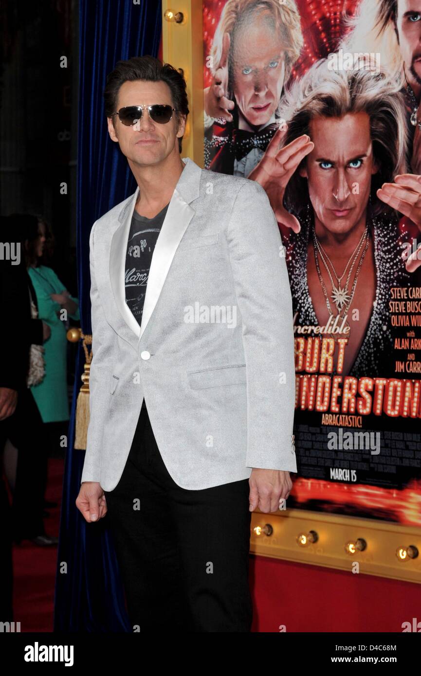 Los Angeles, California, USA. 11th March 2013. Jim Carrey at arrivals ...