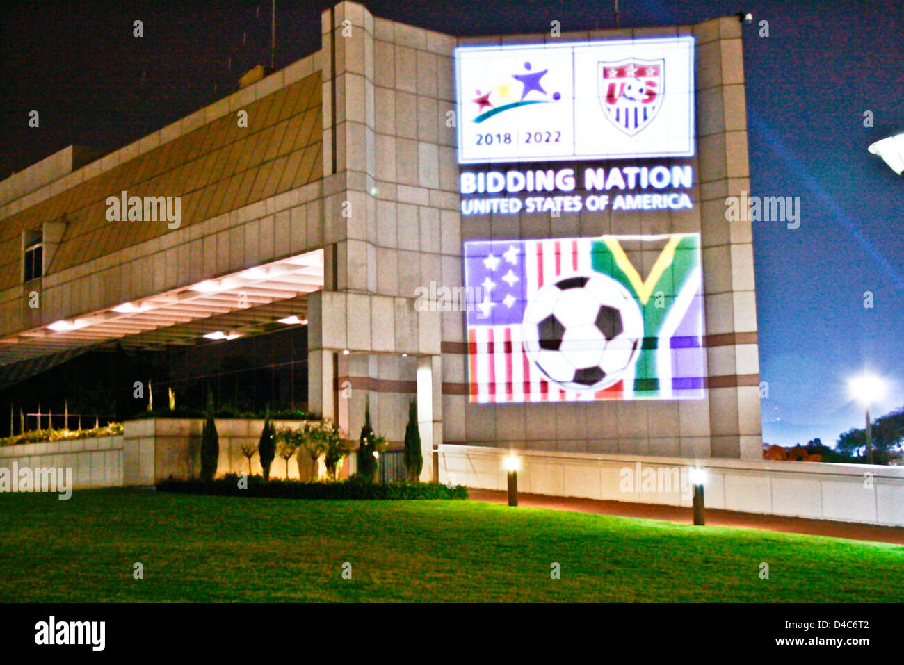 The U.S. Embassy in Pretoria Glows at Night Stock Photo - Alamy