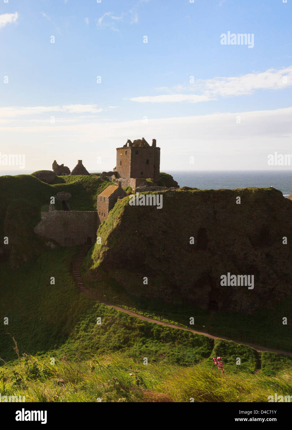 Medieval Dunnottar Castle ruins on a Scottish coast headland near ...