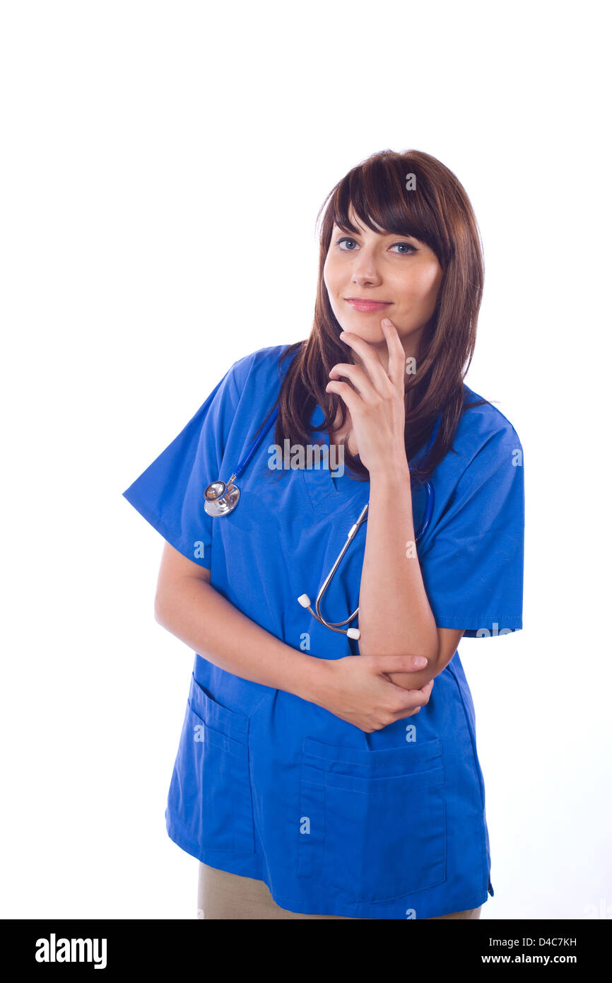 Female medical student isolated on white Stock Photo - Alamy