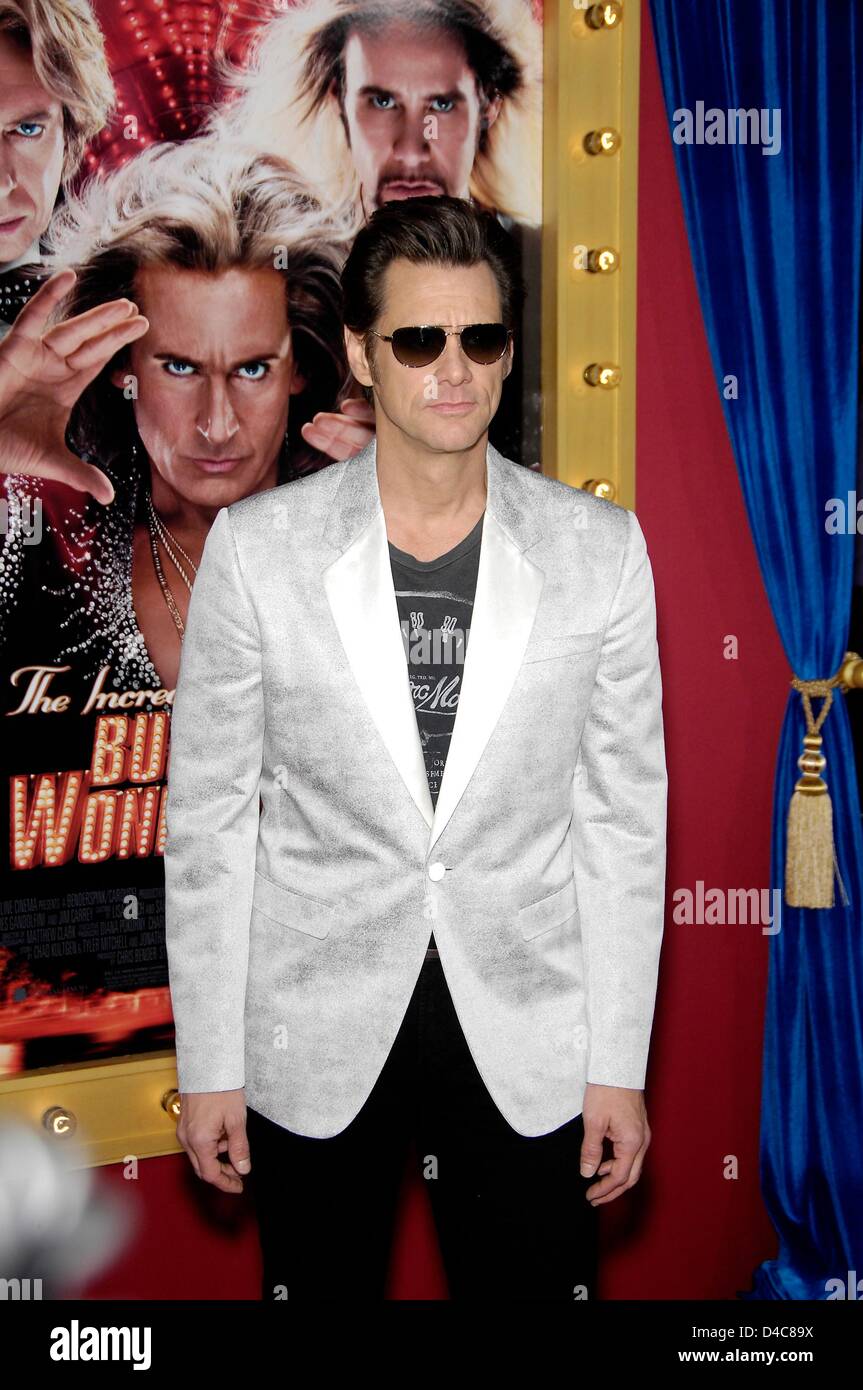 Los Angeles, California, USA. 11th March 2013. Jim Carrey at arrivals ...