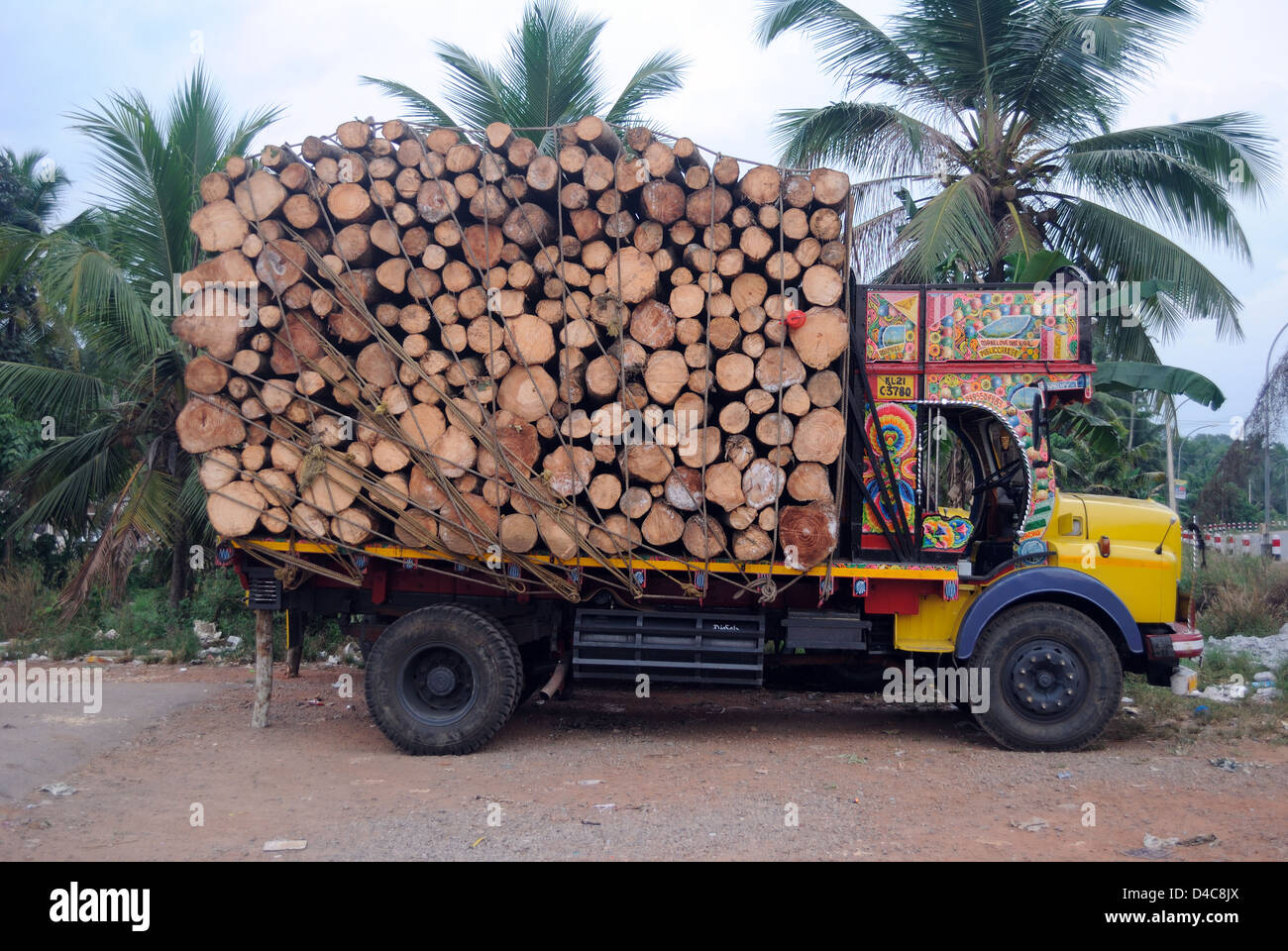A truck loaded with rubber woods Stock Photo - Alamy