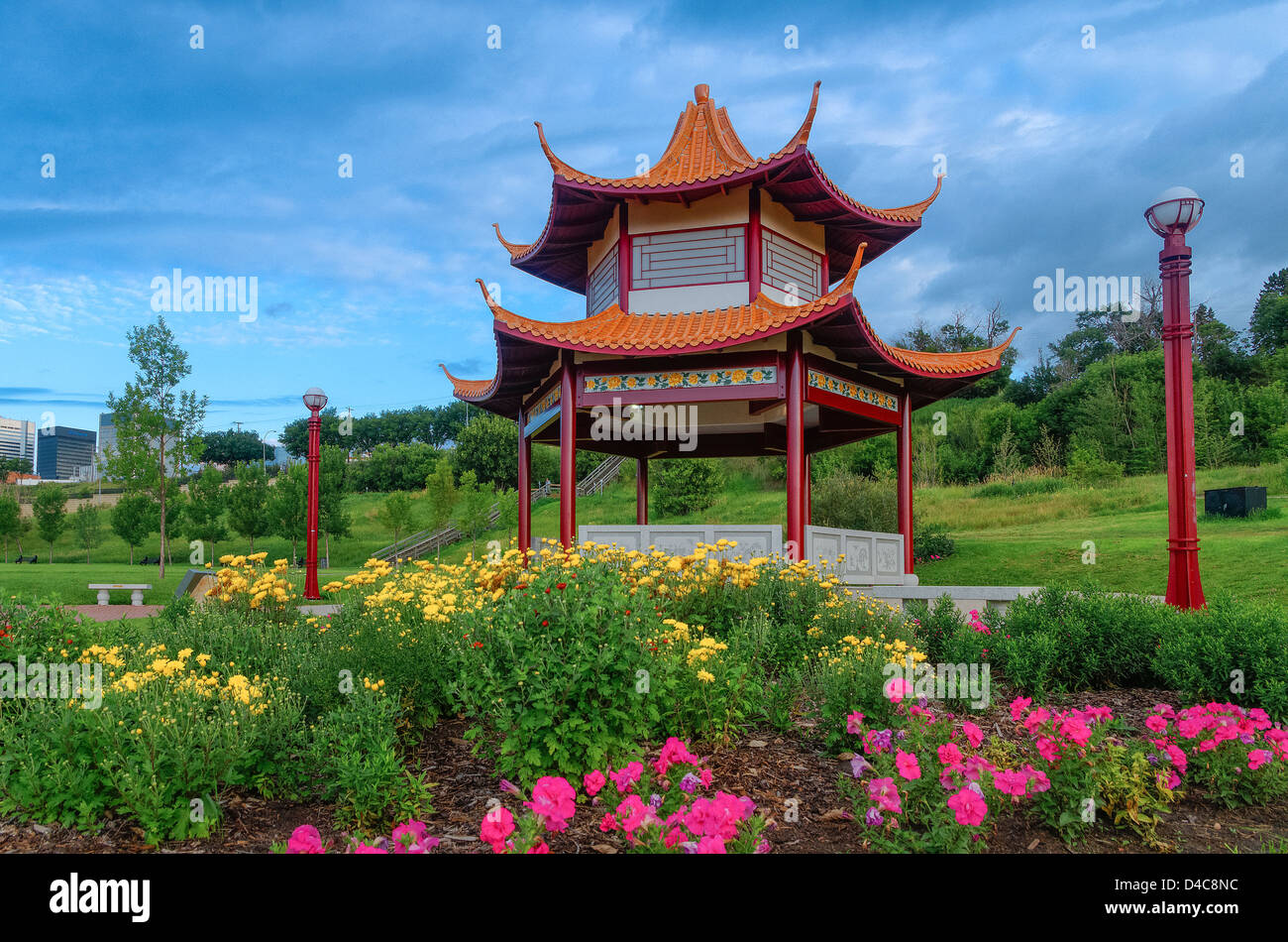 Pagoda in the Chinese Garden, Louise McKinney Riverfront Park, Edmonton ...