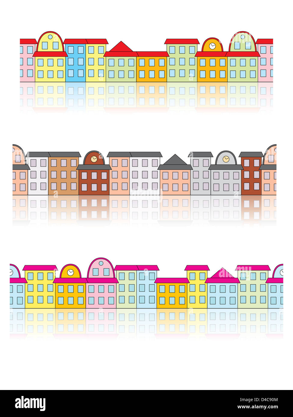 set of seamless buildings with reflection patterns Stock Photo - Alamy