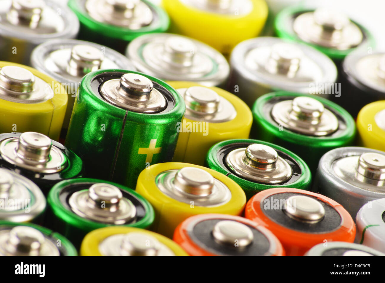 Composition with alkaline batteries Stock Photo - Alamy