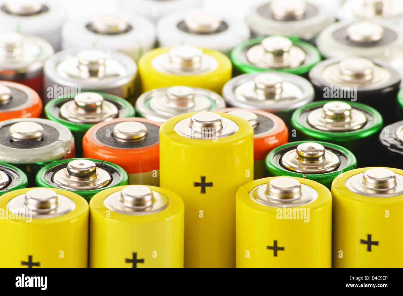 Composition with alkaline batteries Stock Photo - Alamy