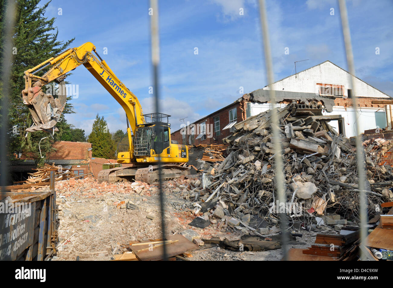 Demolition in progress at an old office building in Ascot Stock Photo ...