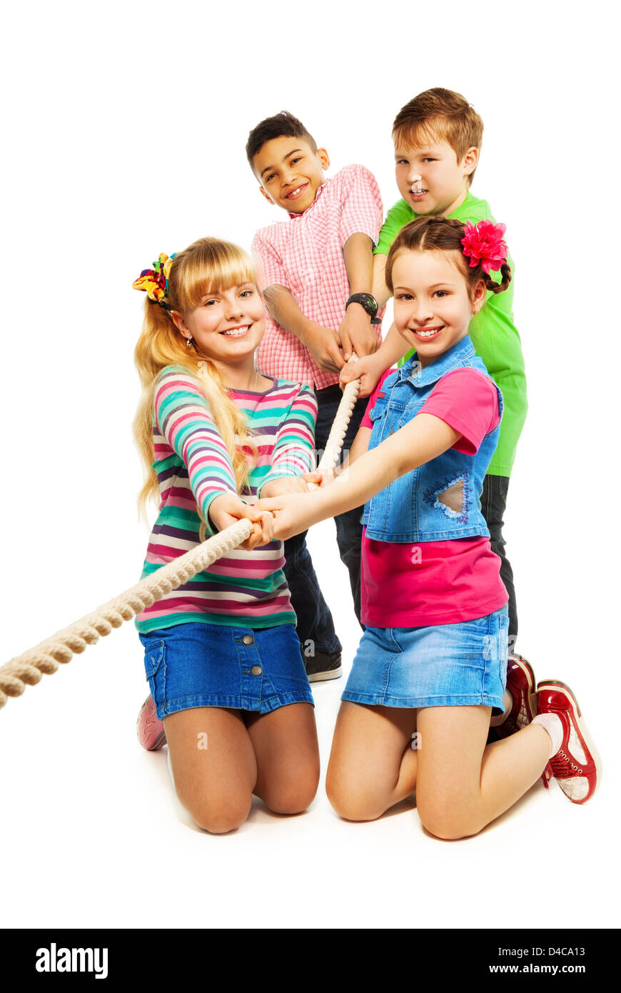 Beautiful Girl Pulling Rope Isolated High Resolution Stock Photography ...