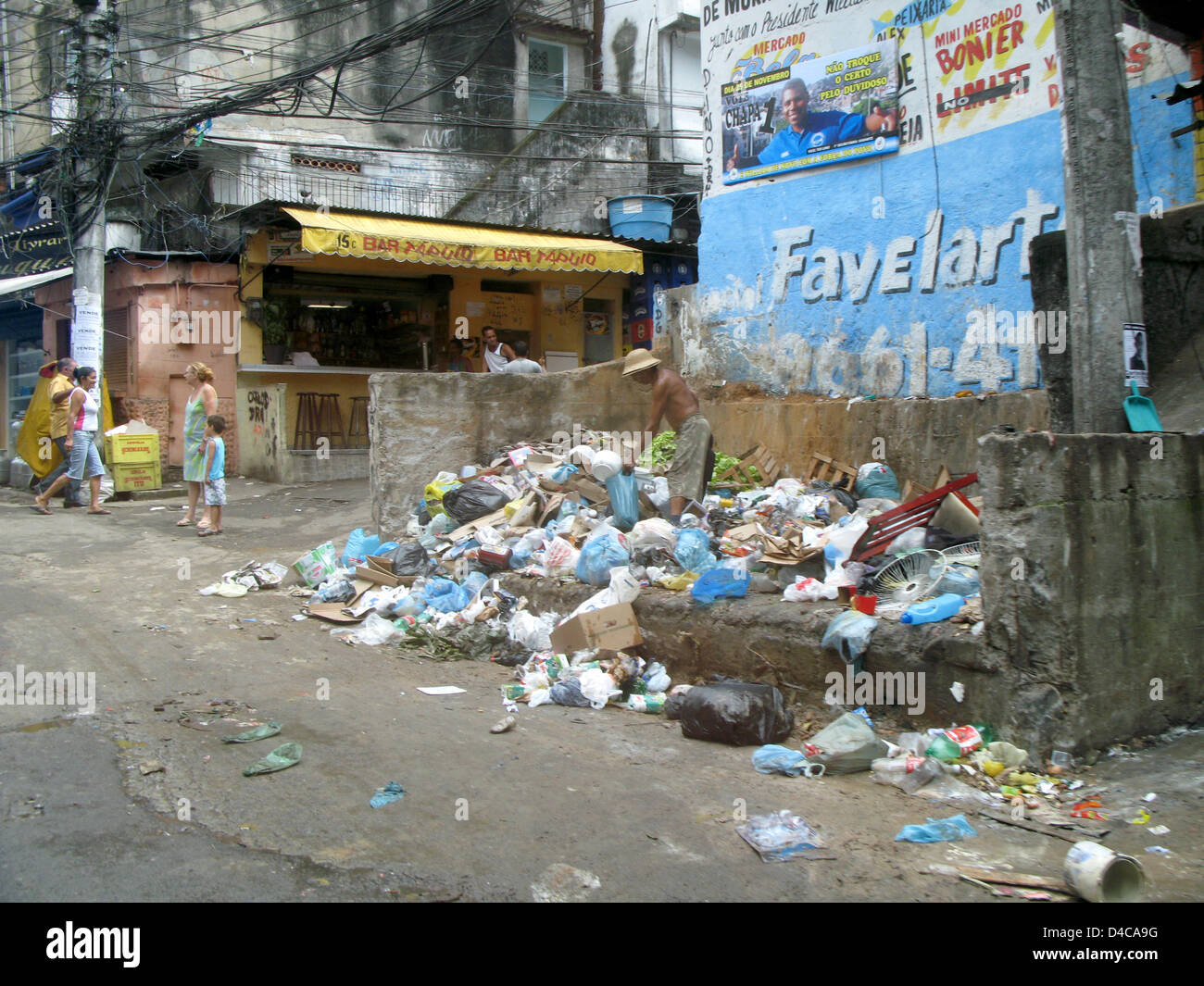 Rubbish pictured at favela Rocinha, Latin America's largest shanty town ...