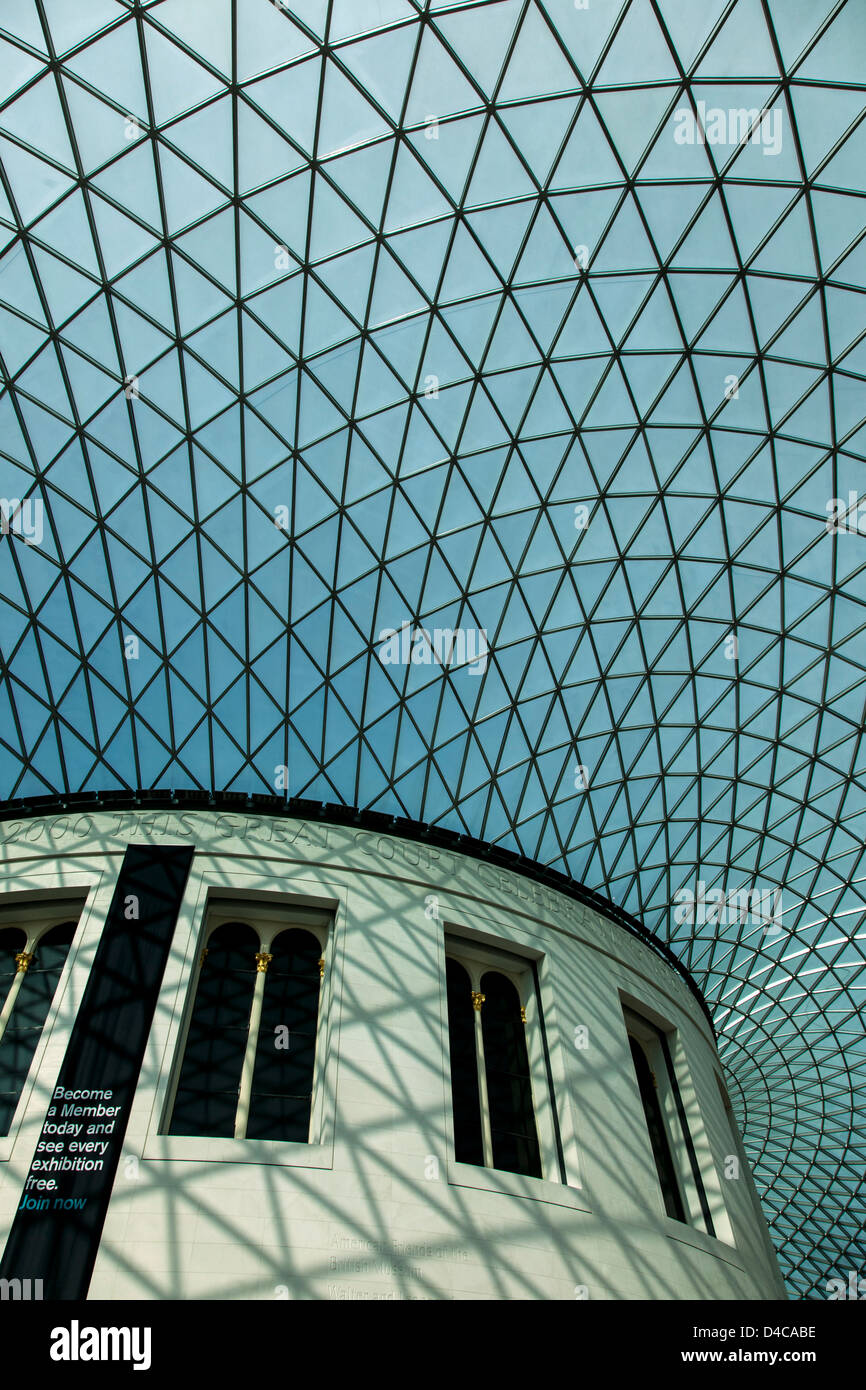 British Museum Central Court with Unique Overall Roof Stock Photo - Alamy