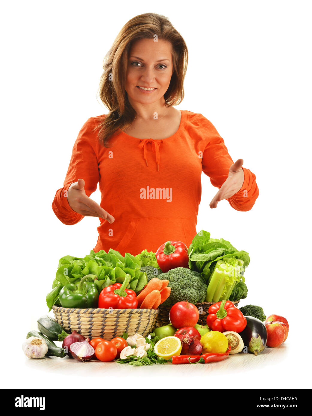 Happy woman shopping products Cut Out Stock Images & Pictures - Alamy