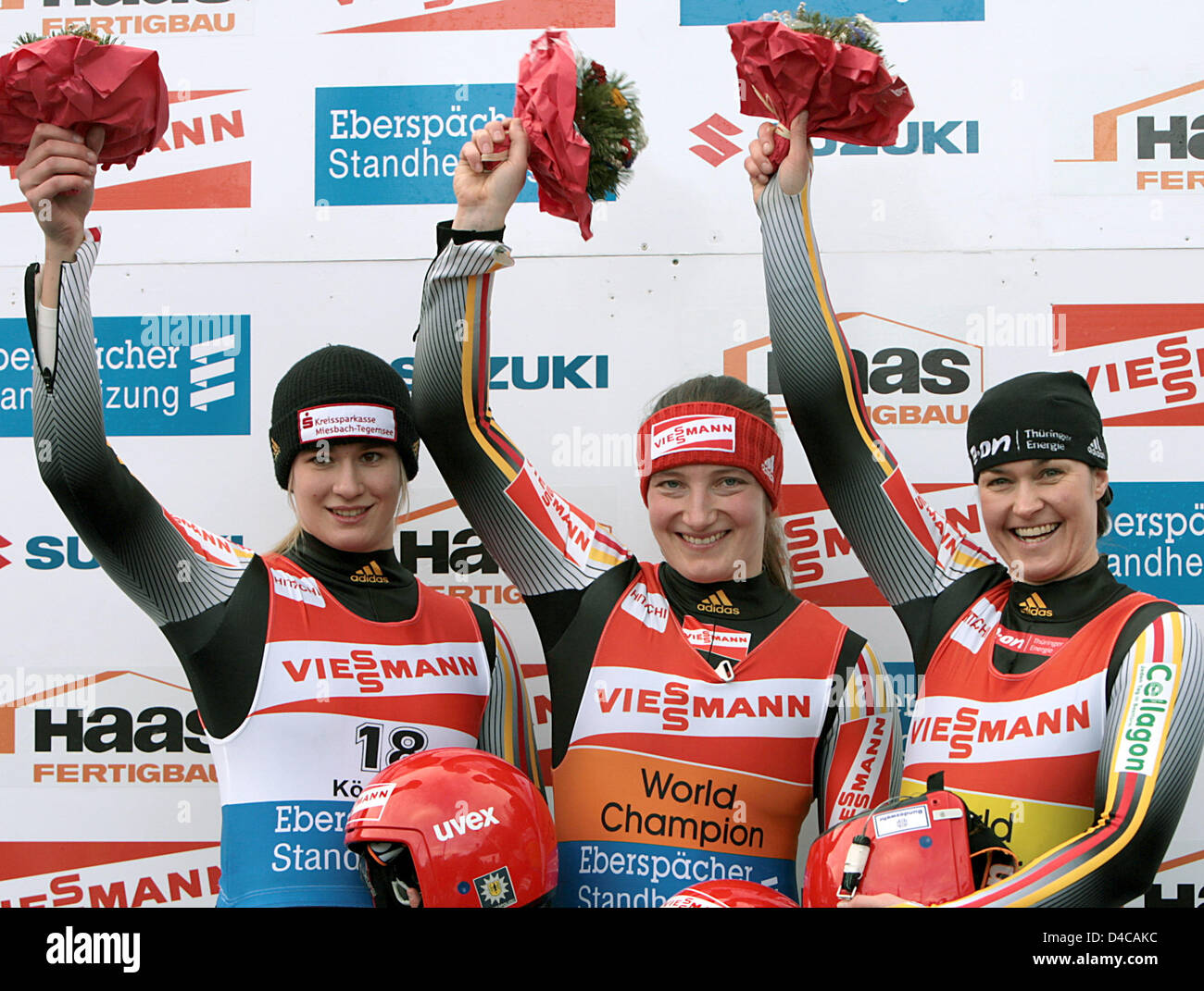 German bobsleigh racers, second-placed Natalie Geisenberger, winner ...