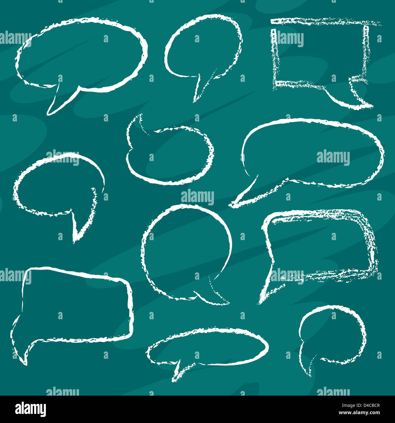 Chalk speech bubble set on school board Stock Photo - Alamy