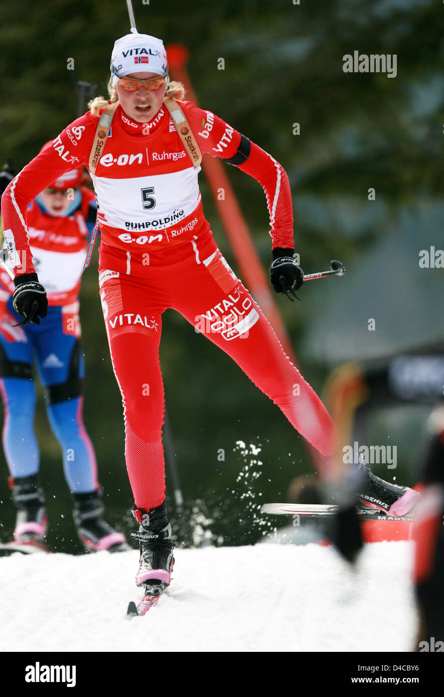 Norwegian Solveig Rogstad is pictured during the women's 10 km pursuit of the Biathlon World Cup ...