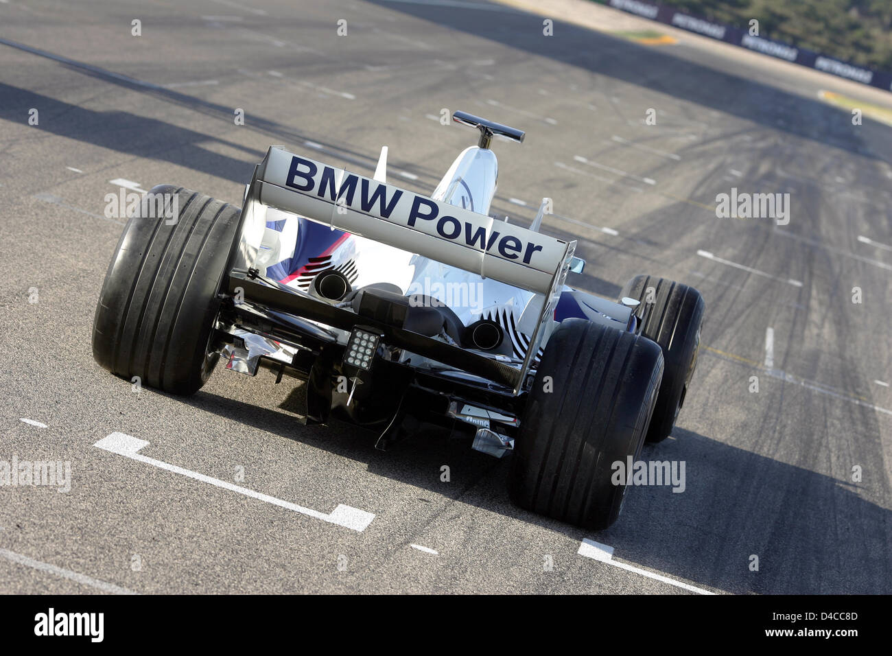 The BMW Sauber 'F1.08' stands at its roll-out on the circuit of ...