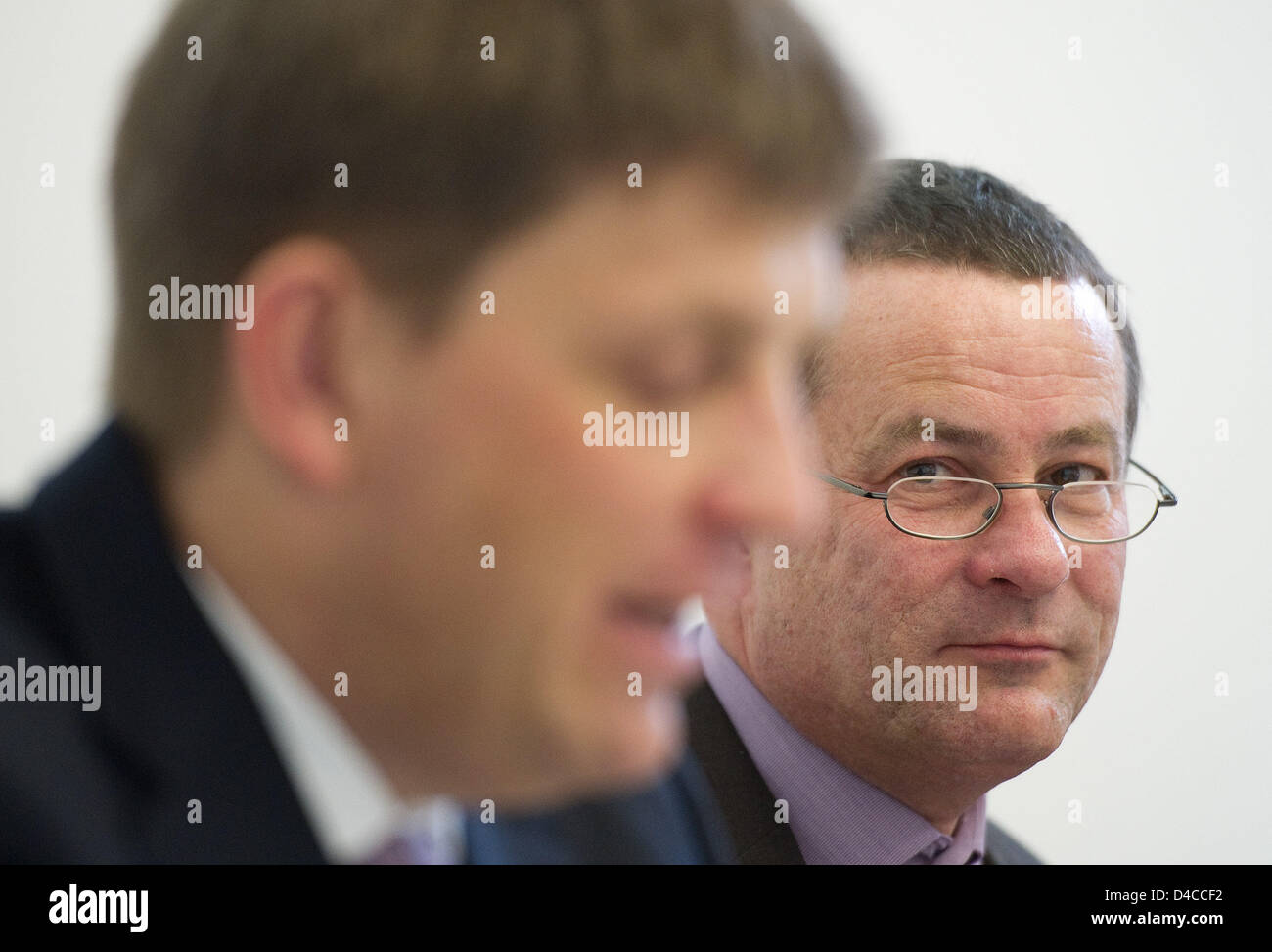Stefan Draeger (R), CEO and chairman of the executive board of ...