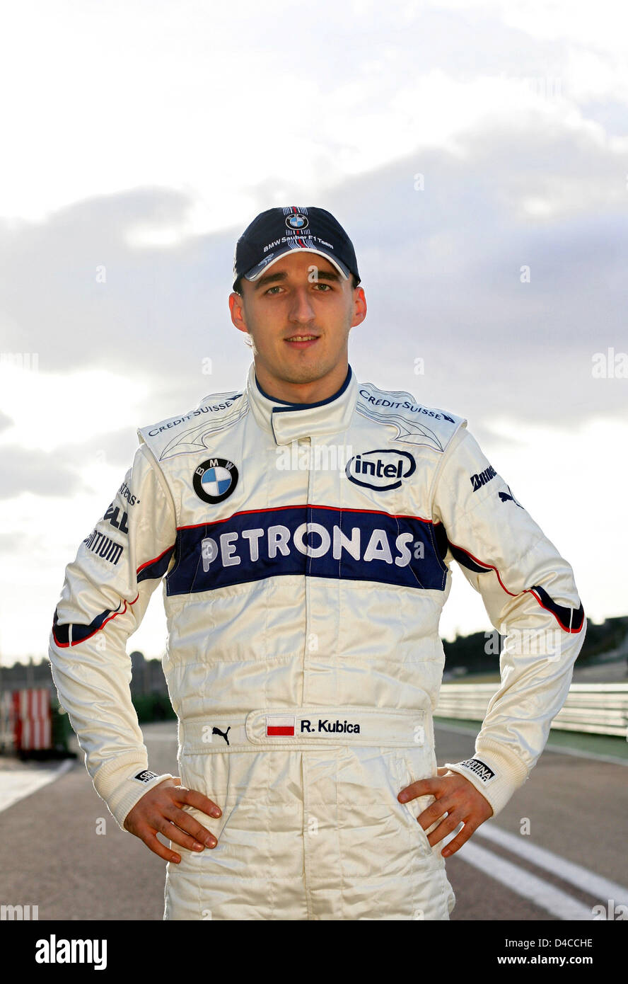 Polish Formula One driver Robert Kubica of BMW Sauber poses at the roll ...