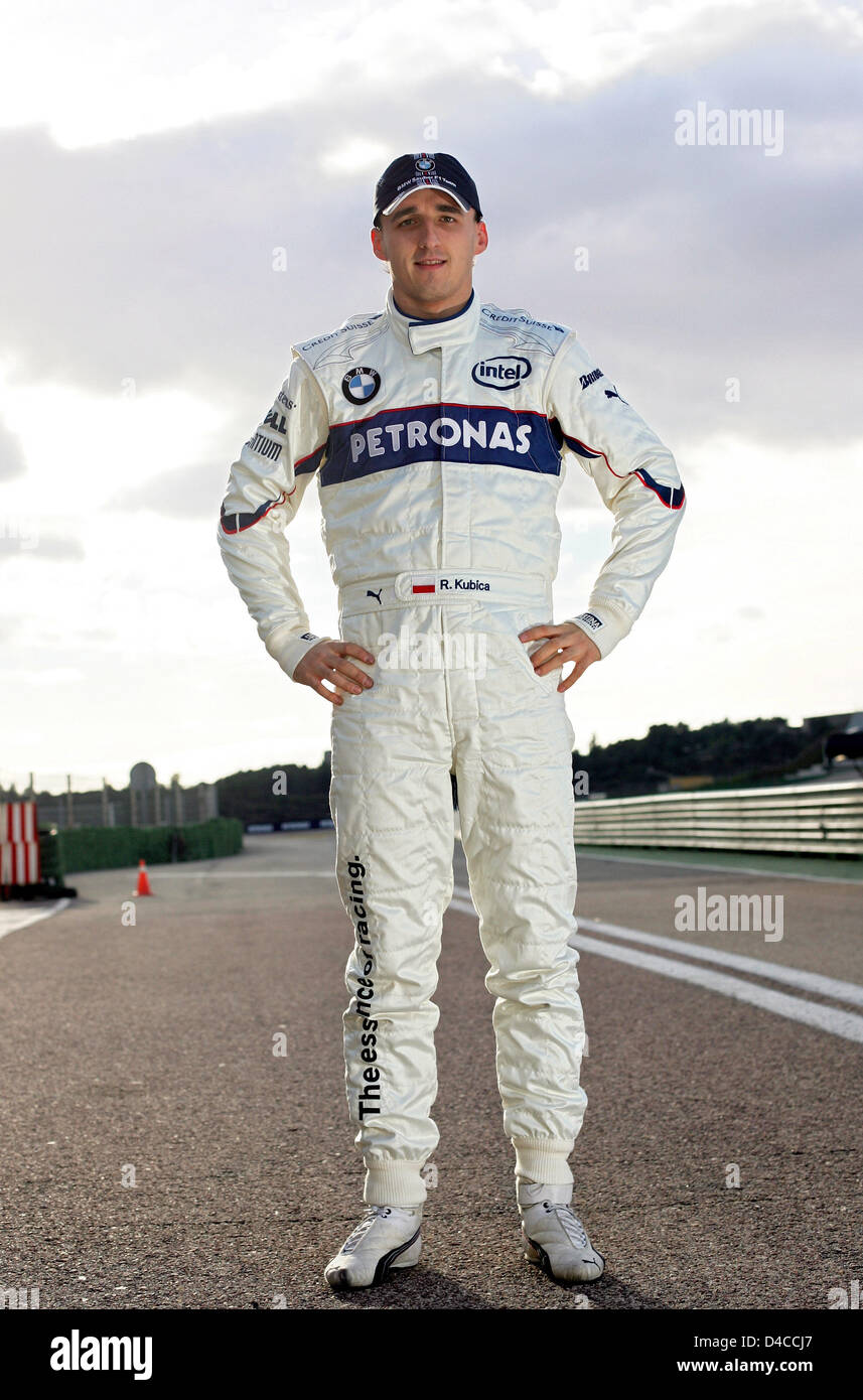 Polish Formula One driver Robert Kubica of BMW Sauber poses at the roll ...
