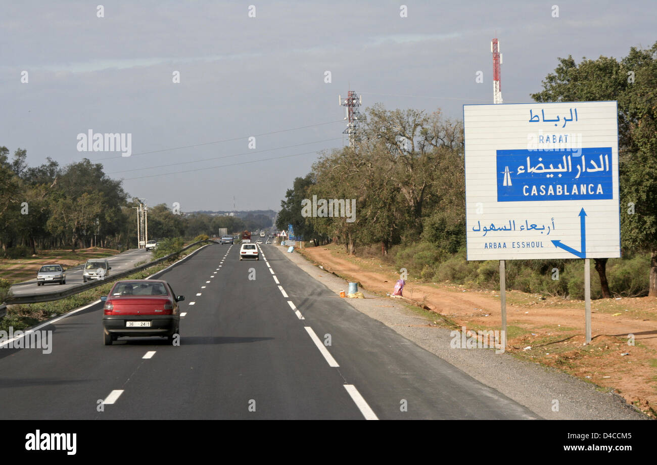 The picture shows a motorway to Rabat and Casablanca, Morocco, 16 ...