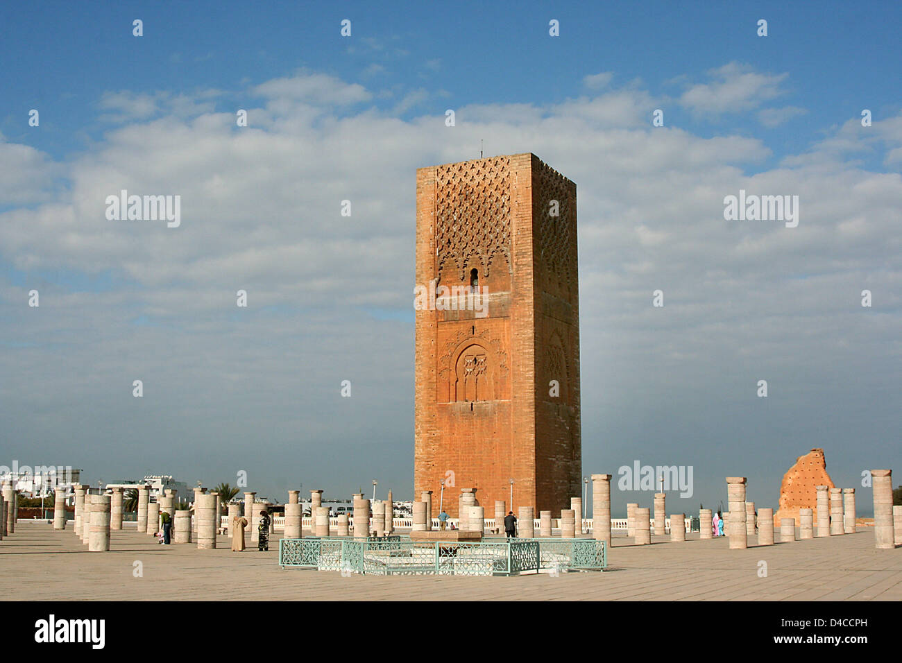 The picture shows the Hassan Tower and its surrounding columns in Rabat ...