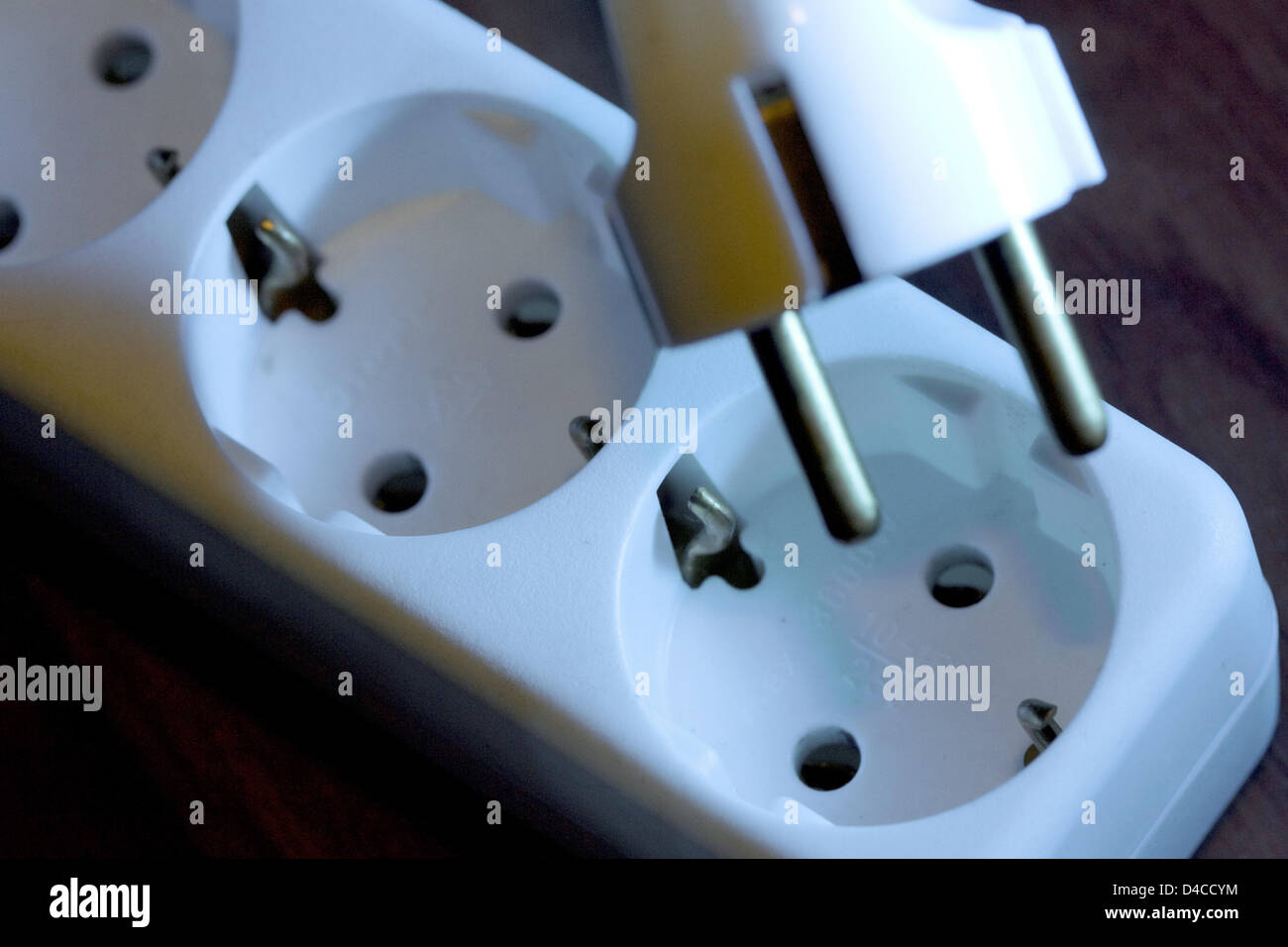 A power socket and a plug at close up in Osnabrueck, Germany, 14 ...