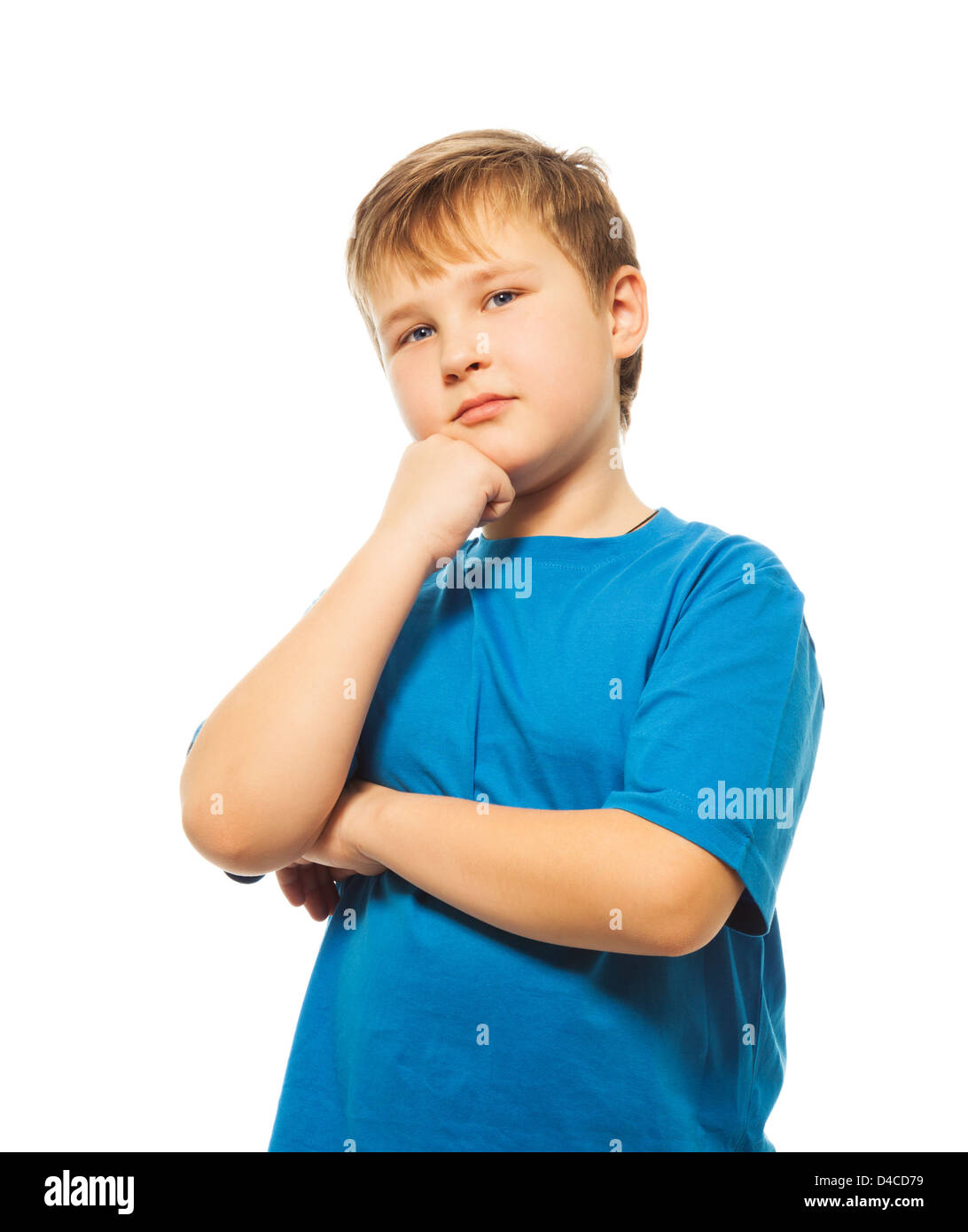 Teen Caucasian boy standing and gesticulating as thinker Stock Photo ...