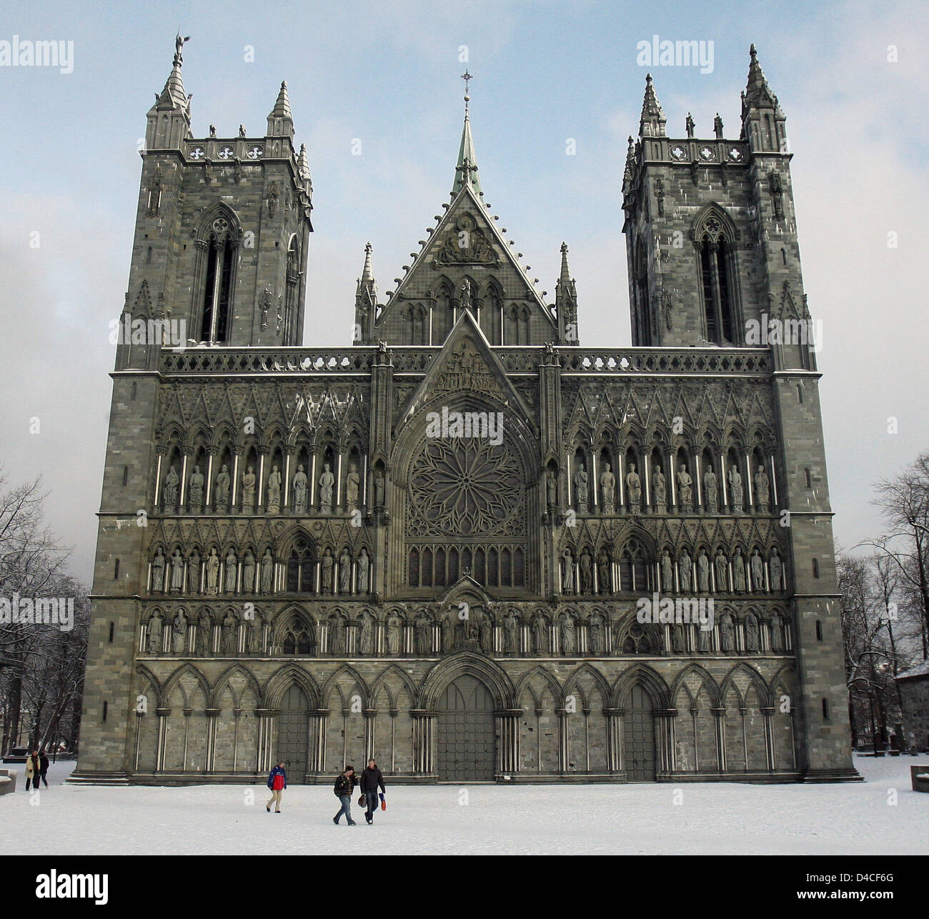 The photo depicts Nidaros cathedral in Trondheim, Norway, 21 January ...