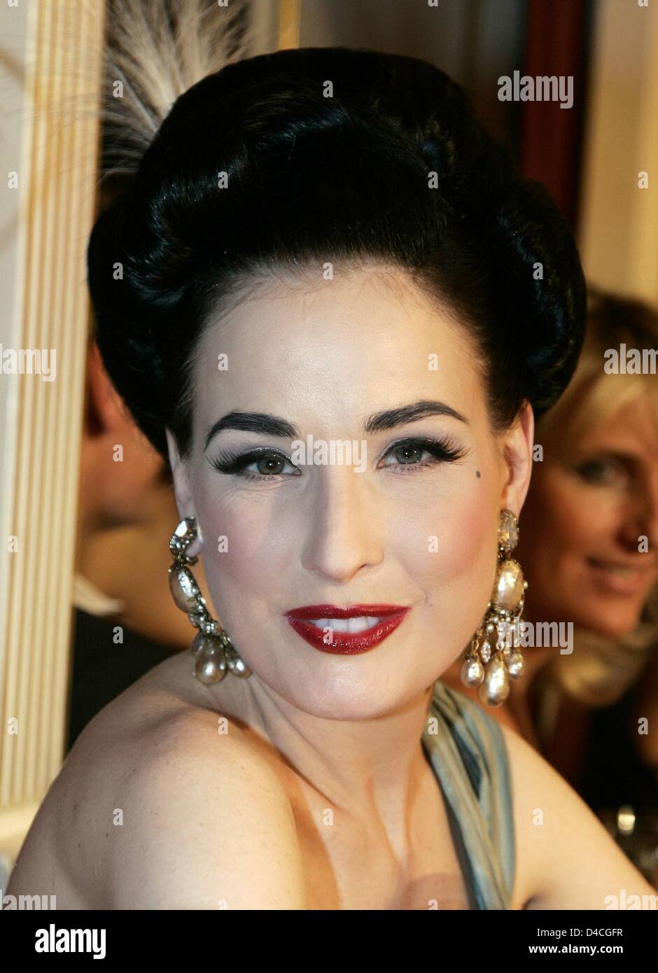 US-actress and model Dita von Teese smiles in her loge at the 52nd ...