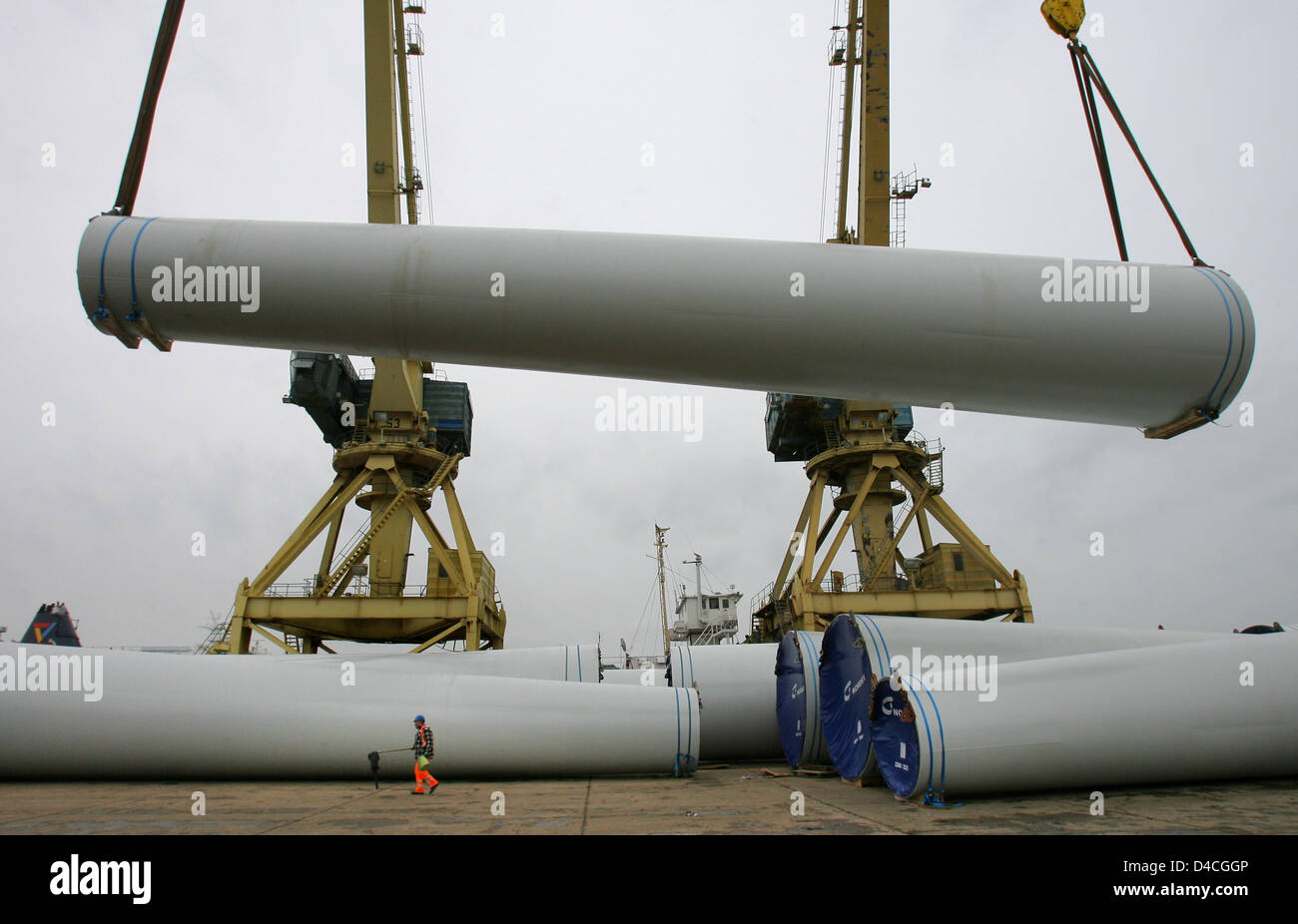 Tower wind energy plant sections of Nordex AG are transferred to a ...
