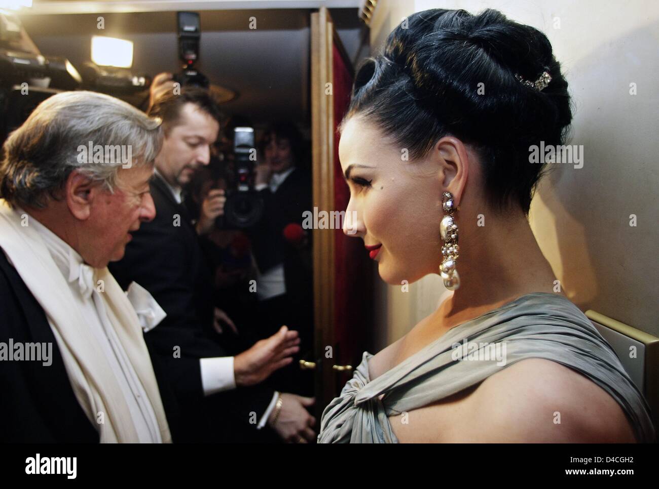 Construction mogul Richard Lugner (L) leads US actress and model Dita ...