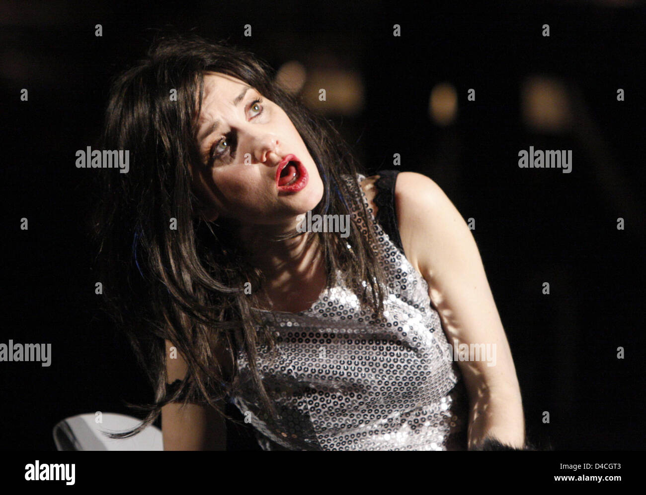 Kathrin Angerer as Floria Tosca rehearses a scene of the piece 'Tosca ...