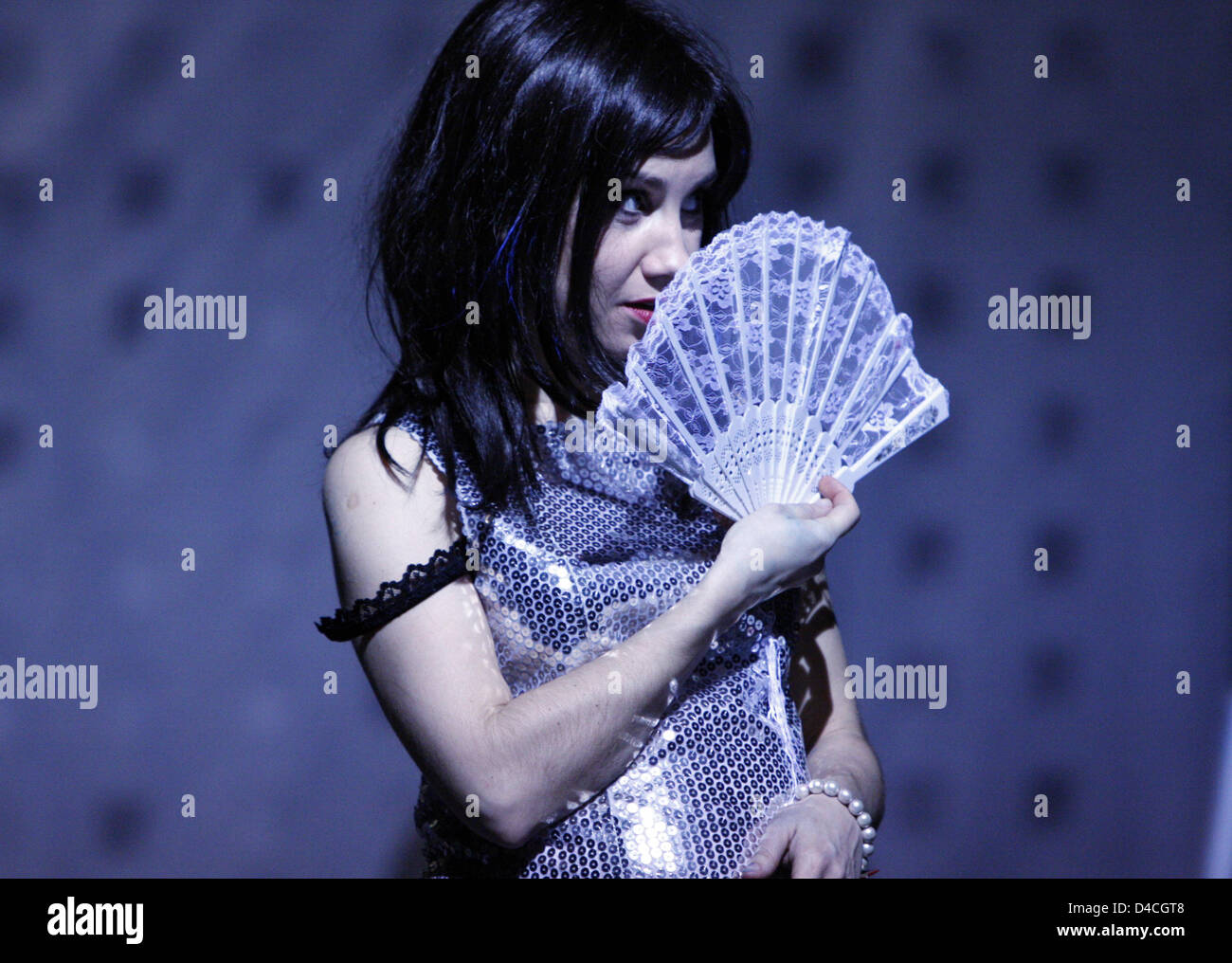 Kathrin Angerer as Floria Tosca rehearses a scene of the piece 'Tosca ...