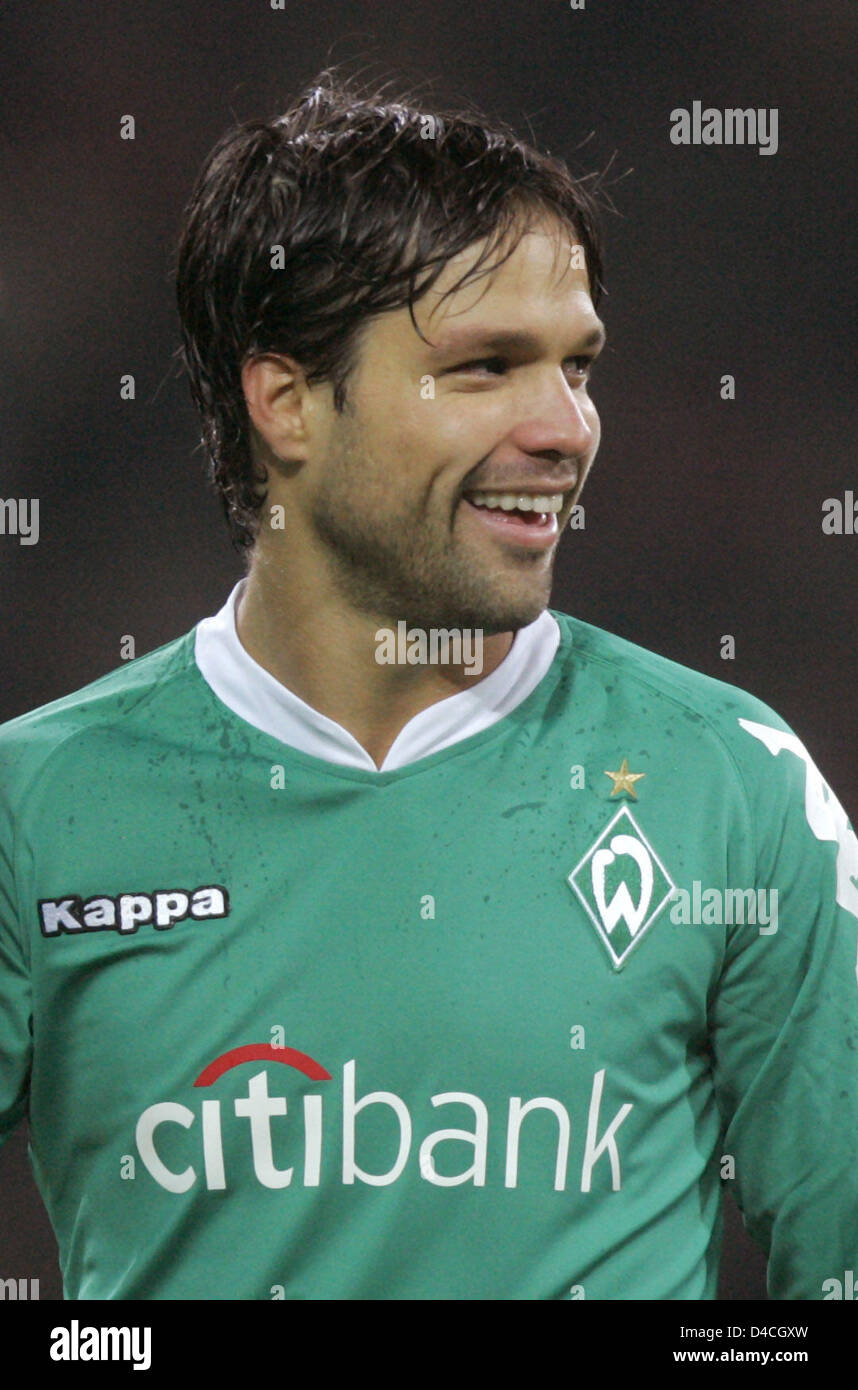 Bremen playmaker Diego smiles during the DFB Cup round of 16 match ...