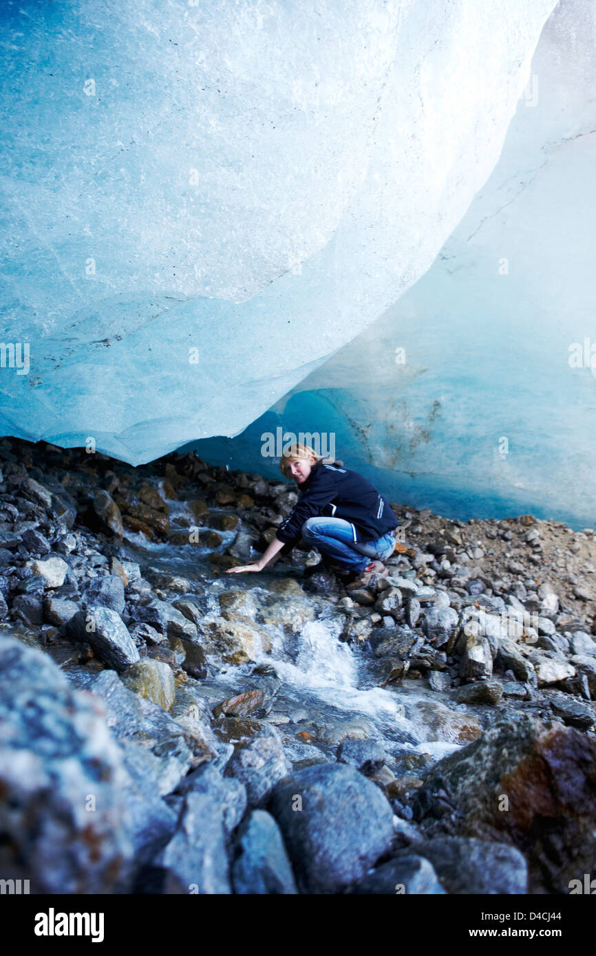Woman and frozen ice block hi-res stock photography and images - Alamy