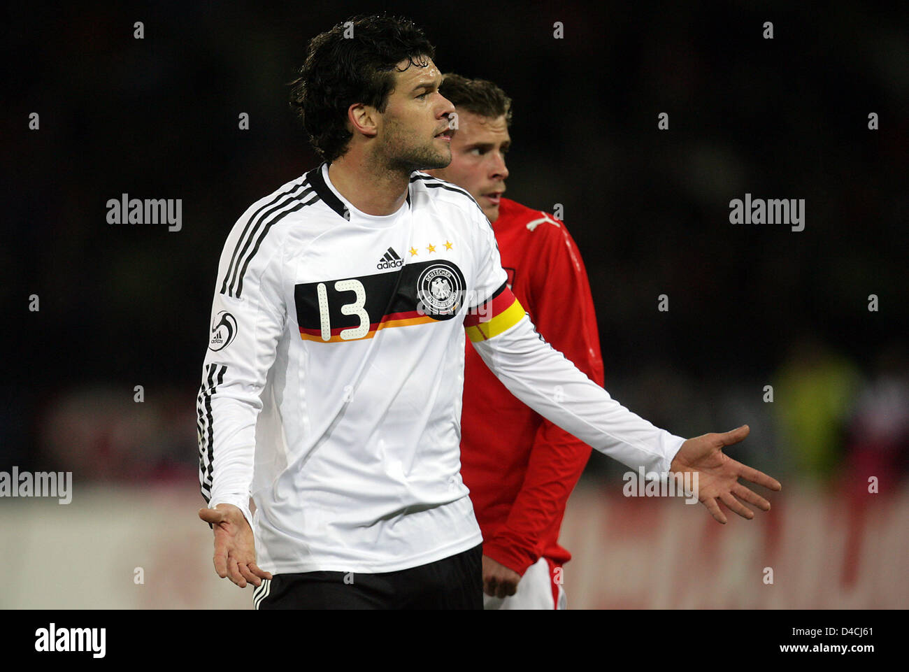 Germany's Michael Ballack makes a gesture during the international ...