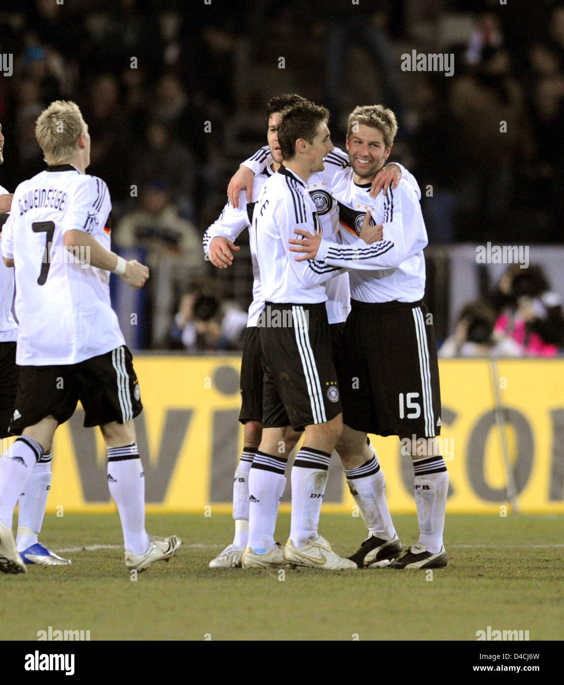 Germany's Bastian Schweinsteiger (L-R), Michael Ballack, Miroslav Klose ...