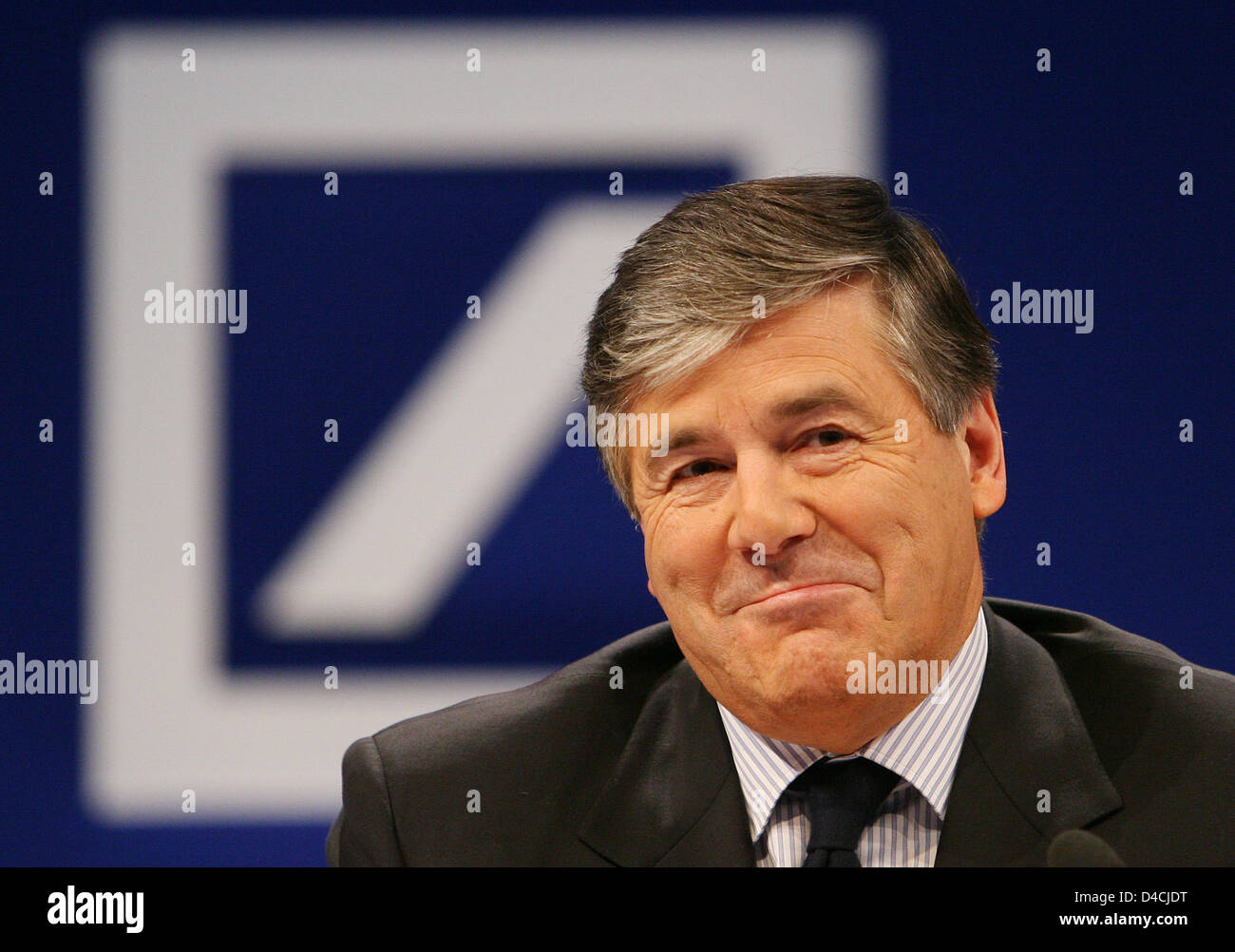 Josef Ackermann, CEO of Deutsche Bank, publishes the balance numbers at ...