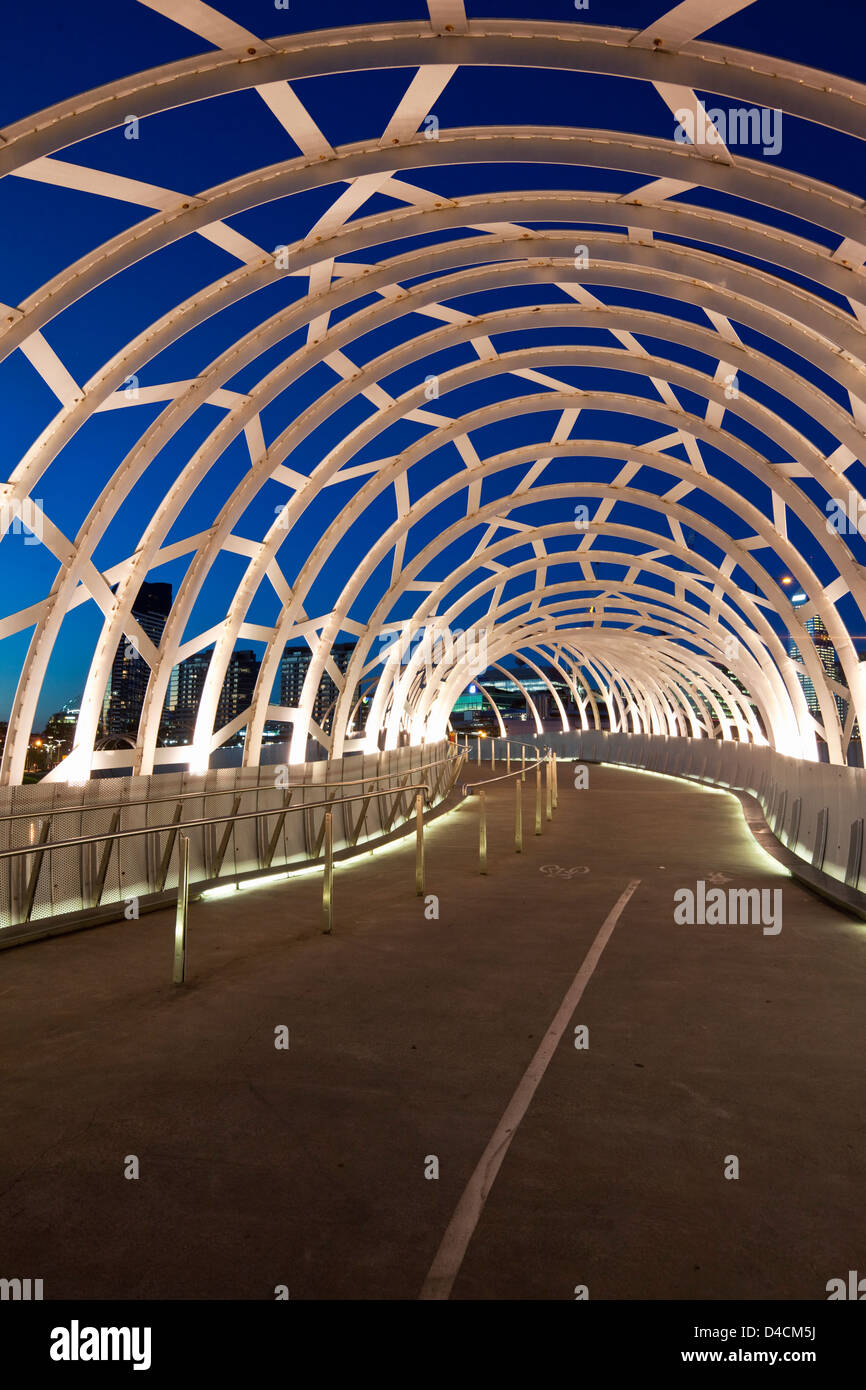 The Webb Bridge illuminated at twilight. Melbourne, Victoria, Australia ...