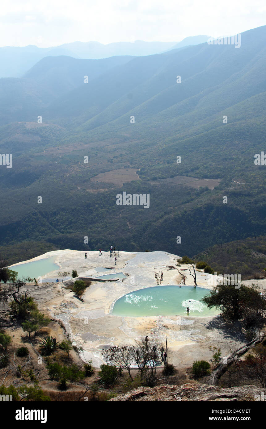 Natural pools on a cliff at Hierve el Agua, Oaxaca, Mexico Stock Photo ...